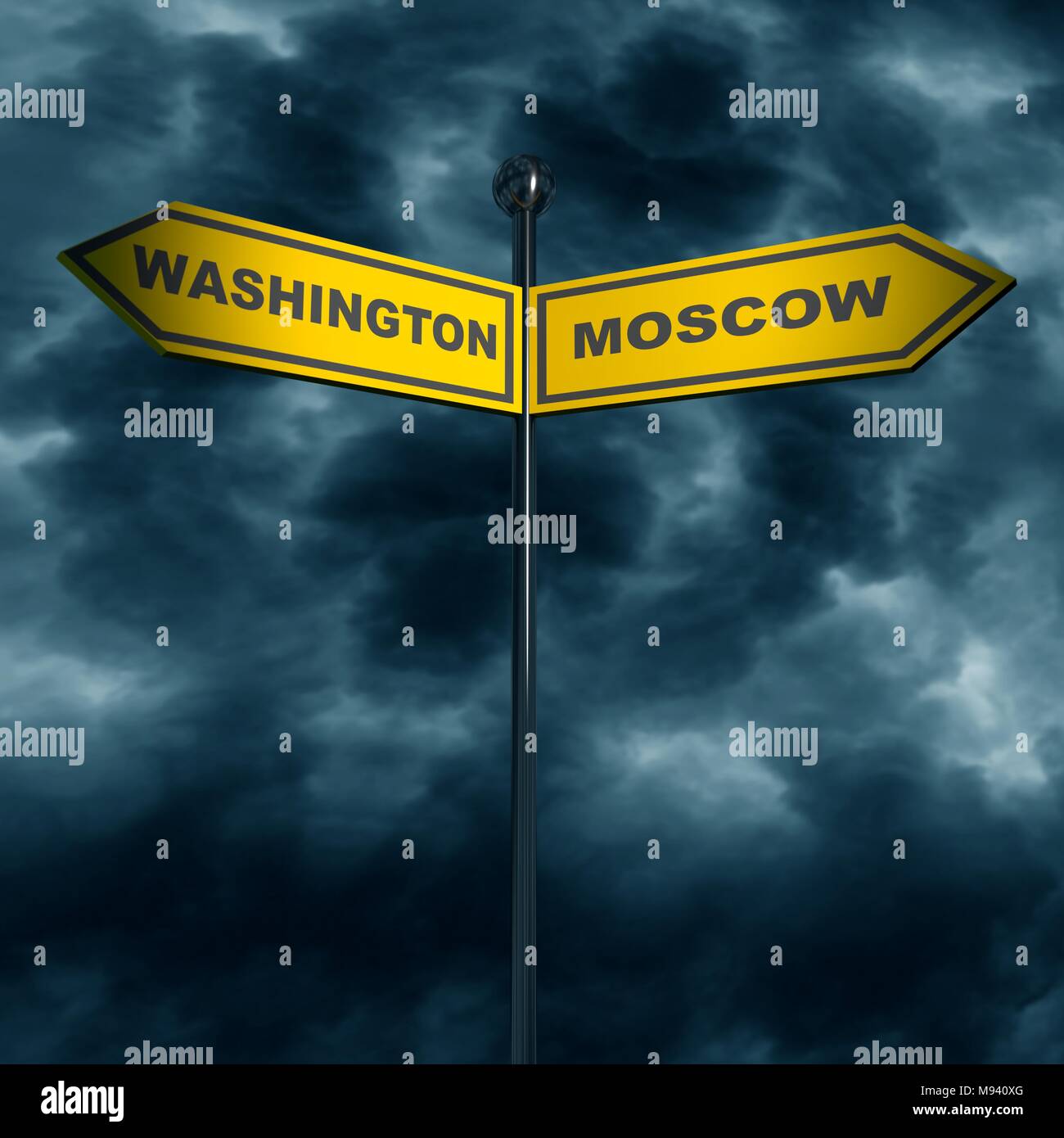 Image relative to politic situation between USA and Russia. Moscow and ...