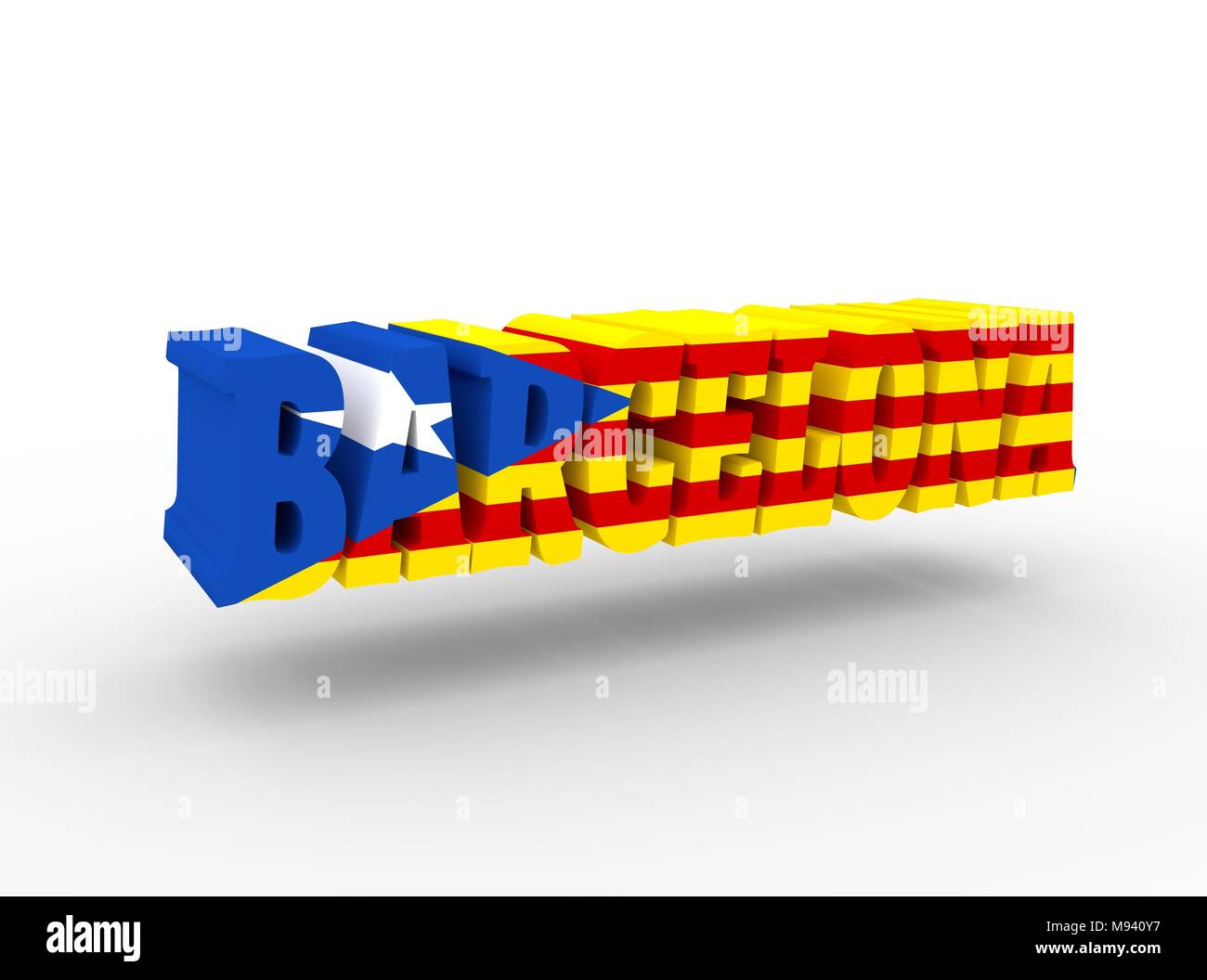 Barcelona city name textured by flag of the Catalonia flag. 3D ...