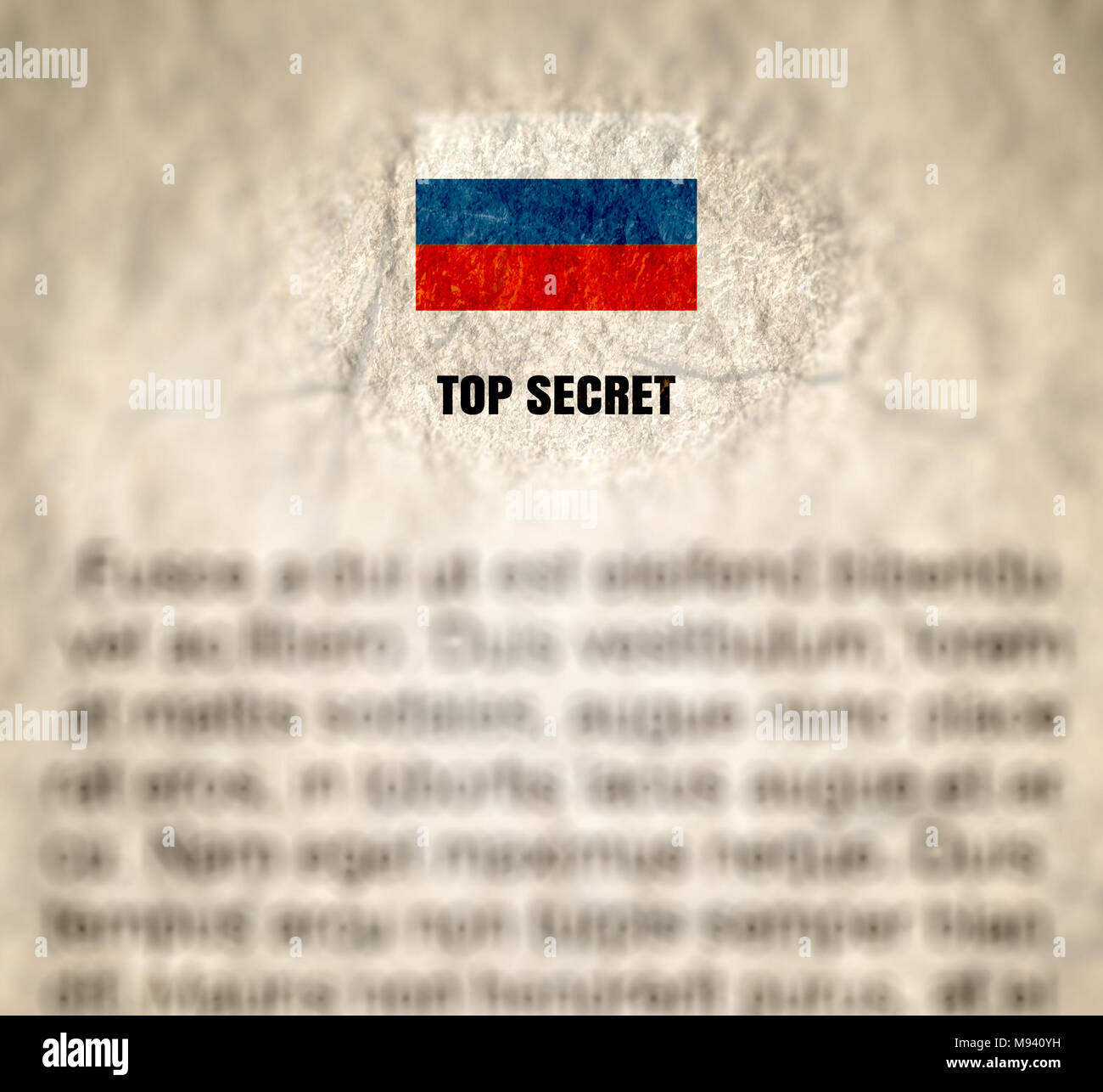 russian top secret document. crumpled paper textured with russian ...