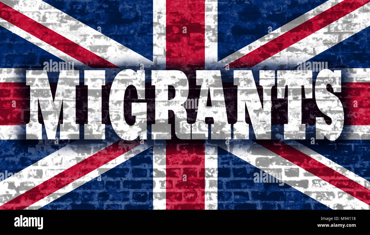Image relative to migration to european union. Migrants text on old ...