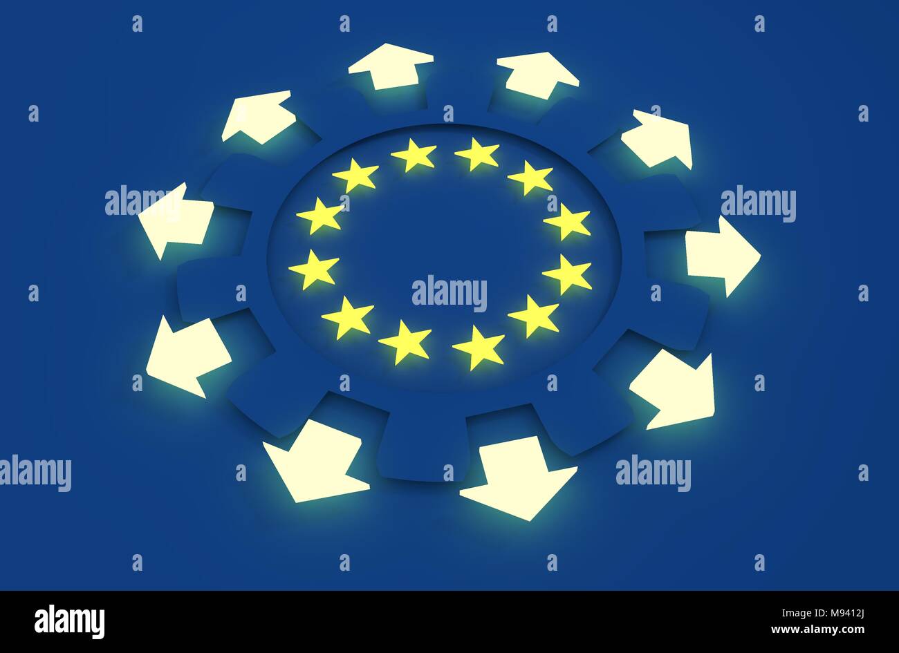 Europe industry and European Union economy concept. Yellow stars in ...