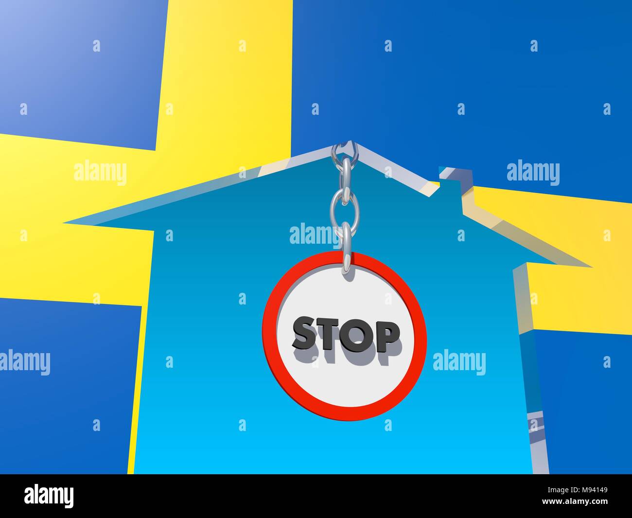 road stop sign in home icon textured by sweden flag Stock Photo - Alamy
