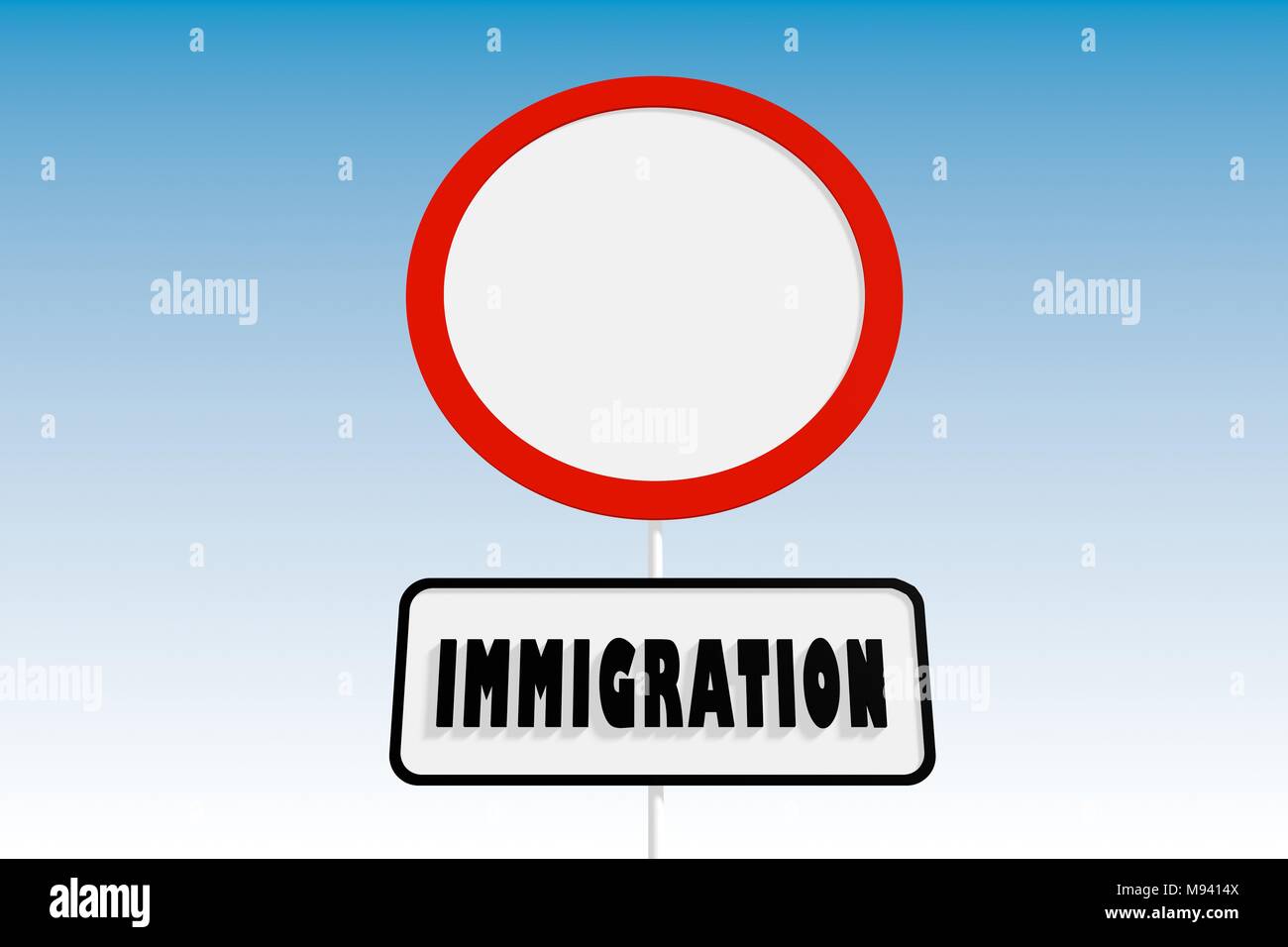 stop road sign with immigration text Stock Photo - Alamy