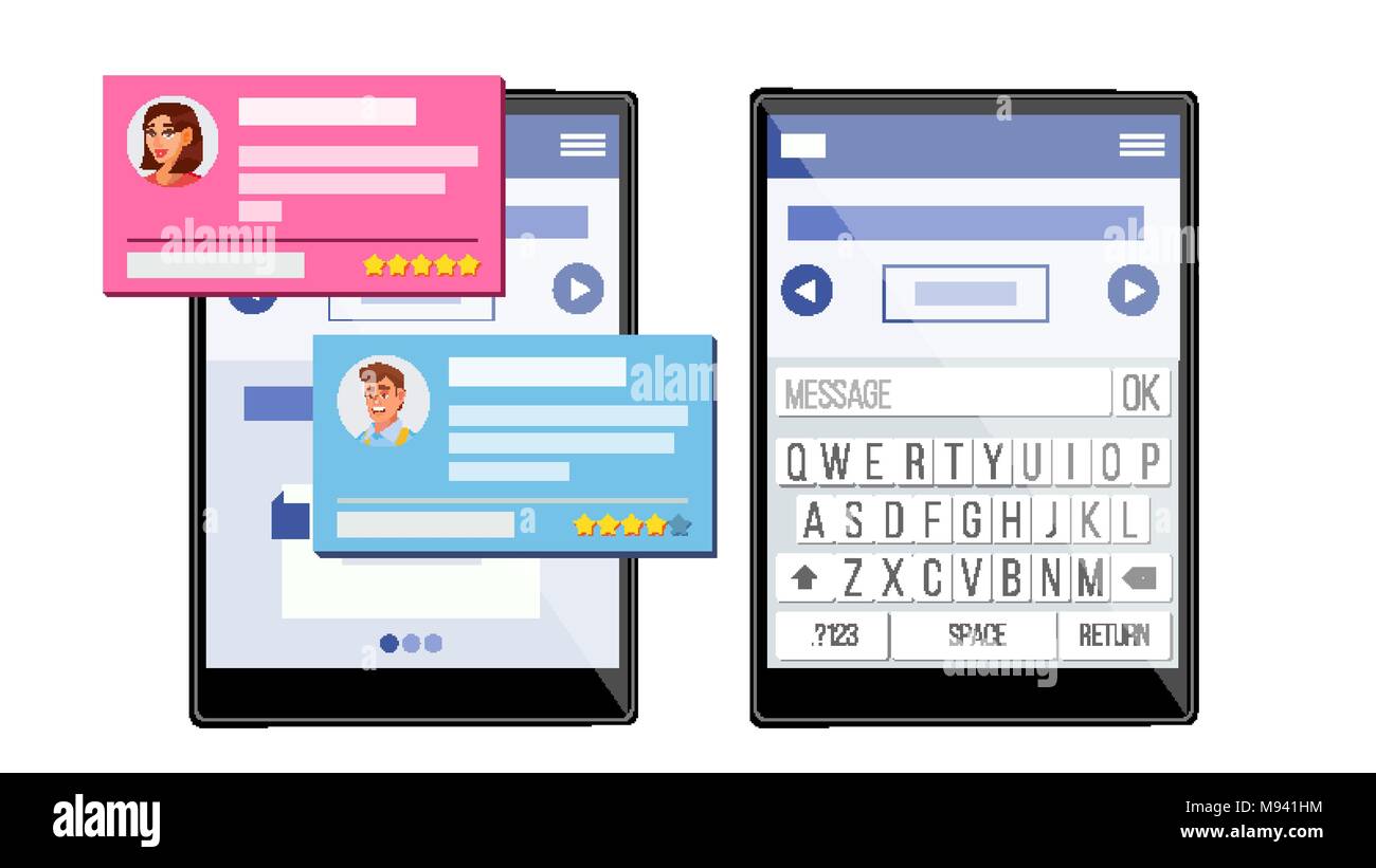 Client Testimonial On Tablet Vector. Speech Bubbles. Customer Service ...