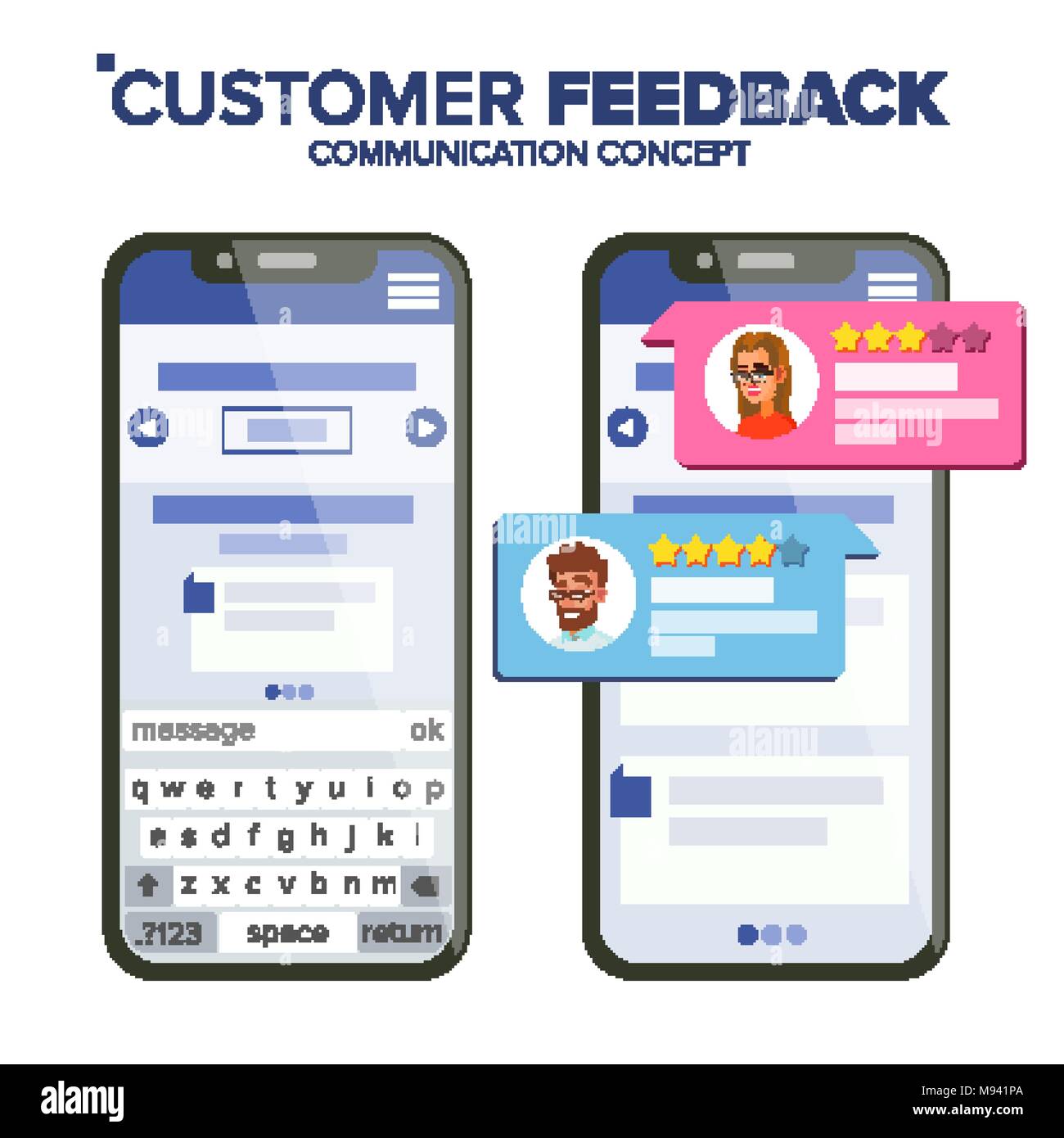 Customer Feedback Rating Vector. Smartphone Vector. Speech Bubbles ...