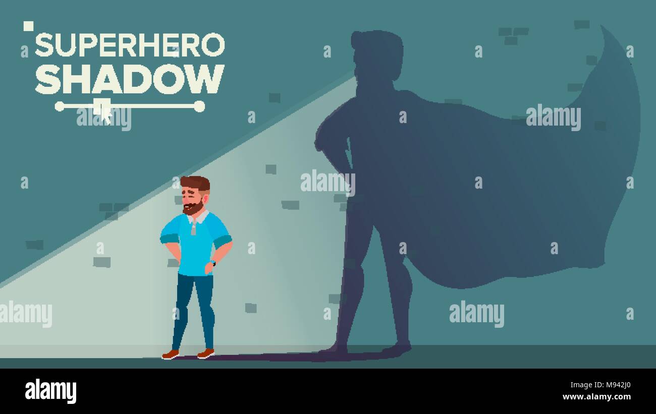 Businessman Superhero Shadow Vector. Successful Superhero Businessman ...