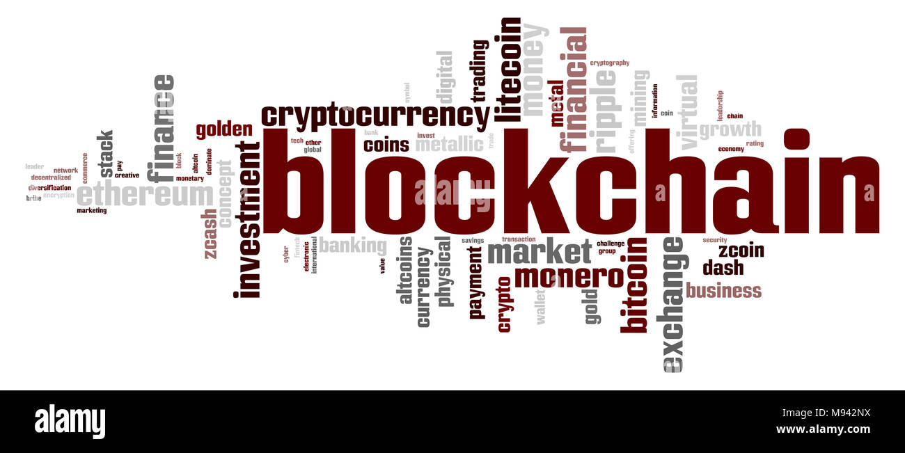 Blockchain word cloud concept on white background, 3d rendering Stock ...