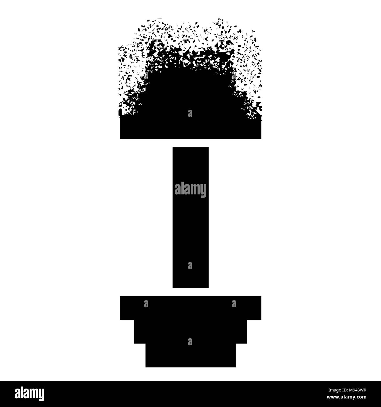 Dumbbell Silhouette with Particles Isolated on White Background Stock ...