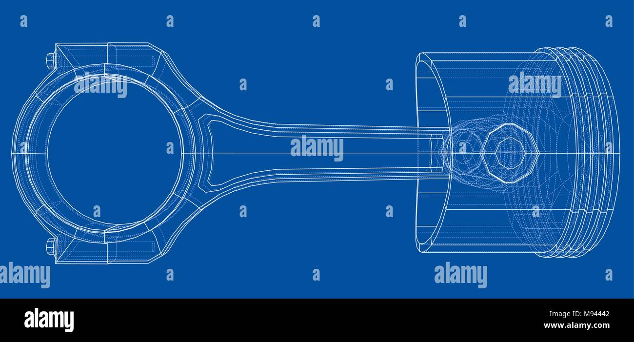 Sketch of piston. Vector rendering of 3d Stock Vector Image & Art - Alamy