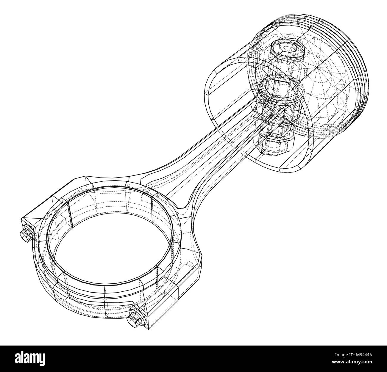 Sketch of piston. Vector rendering of 3d Stock Vector Image & Art - Alamy