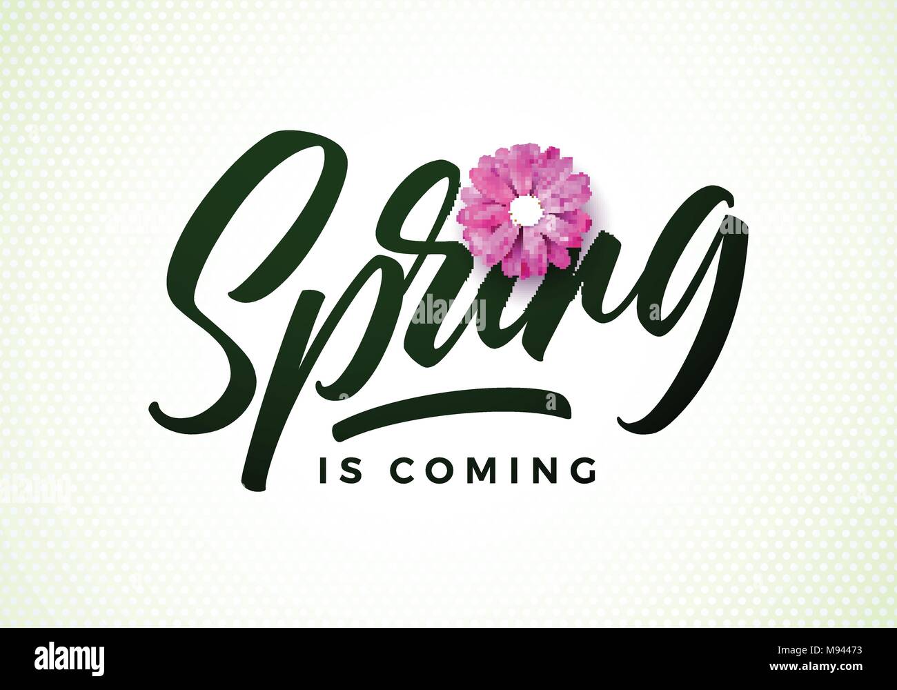 Vector spring is coming illustration with beautiful pink flower on ...