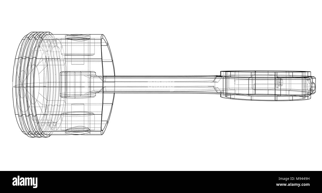 Sketch of piston. Vector rendering of 3d Stock Vector Image & Art - Alamy