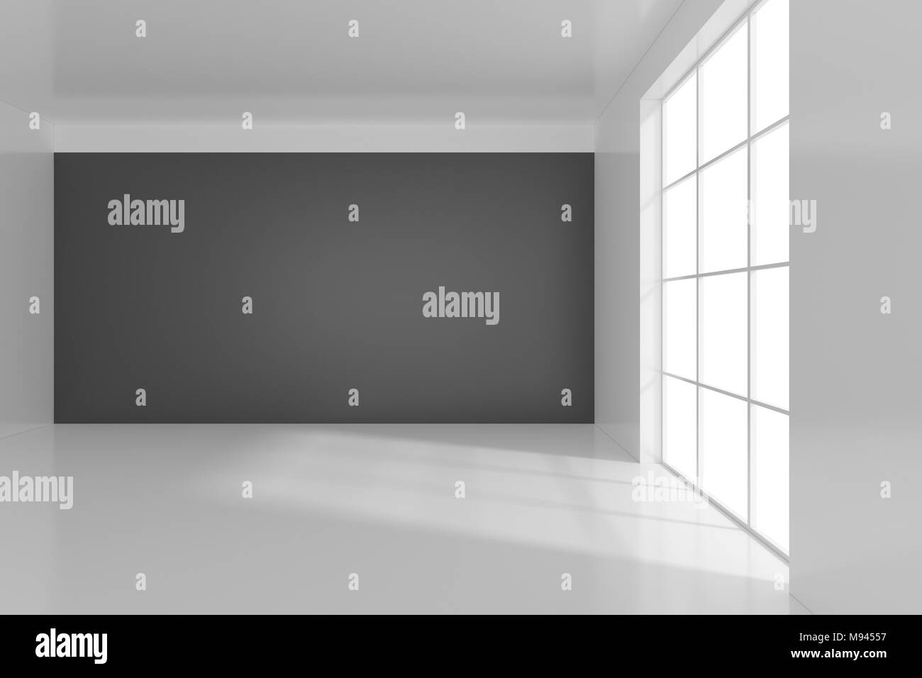 Bright office with large windows. 3d rendering Stock Photo - Alamy