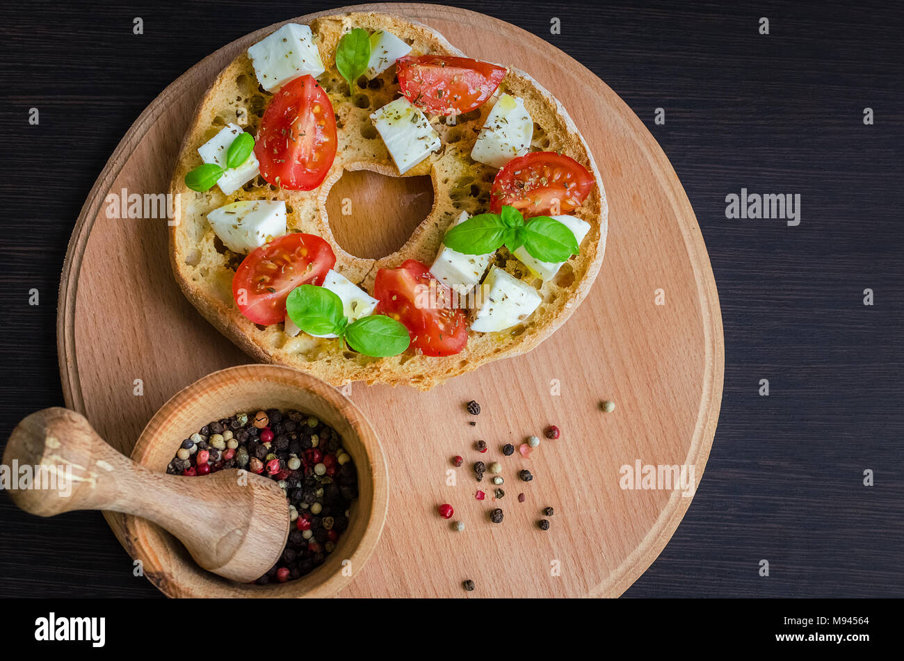 Classical frisella tomato, cheese mozzarella and basil. Italian starter ...