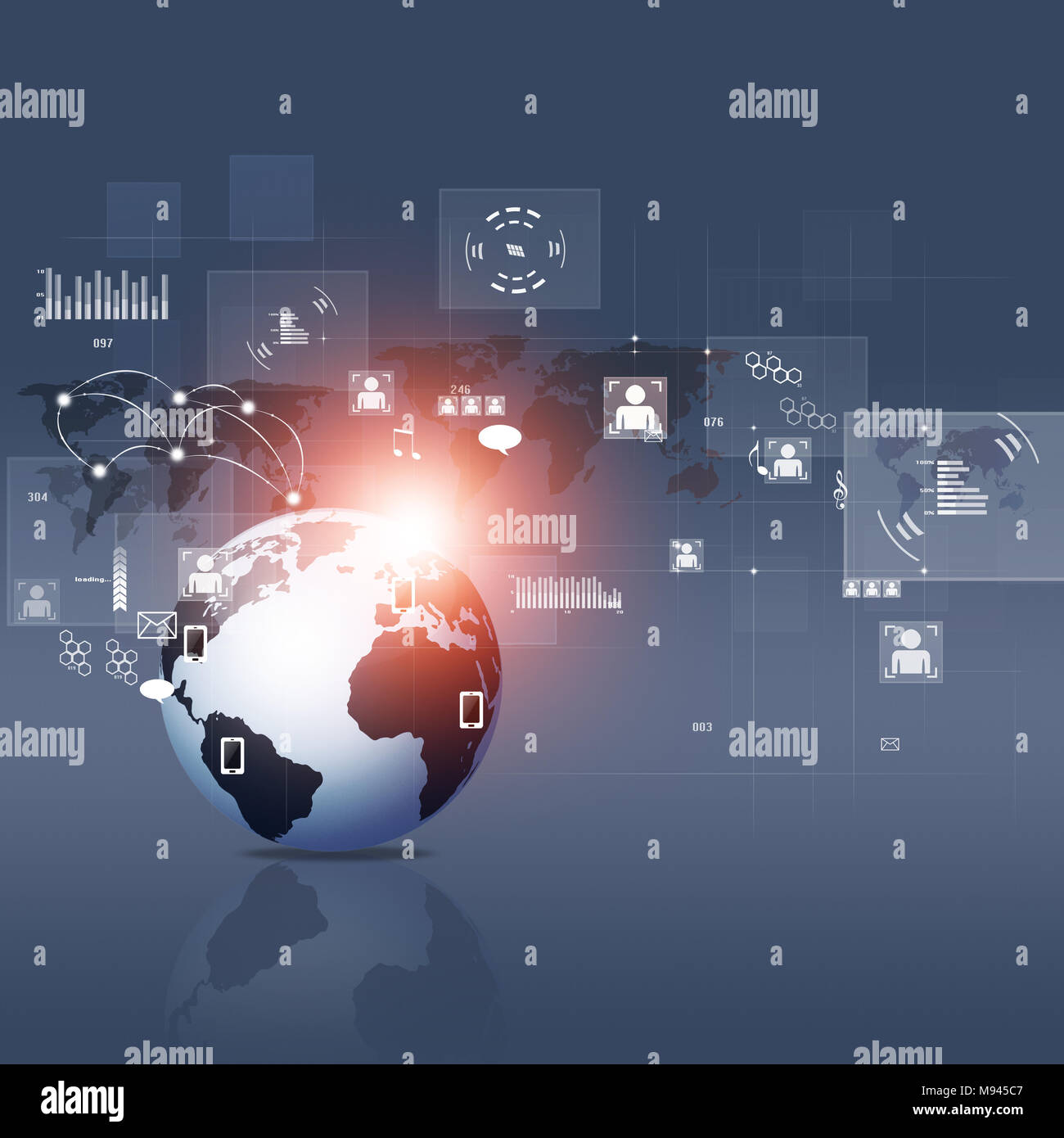 concept digital interface of global web connections and communications ...