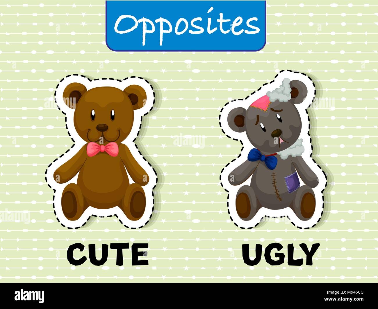 Opposite wordcard for cute and ugly illustration Stock Vector Image ...