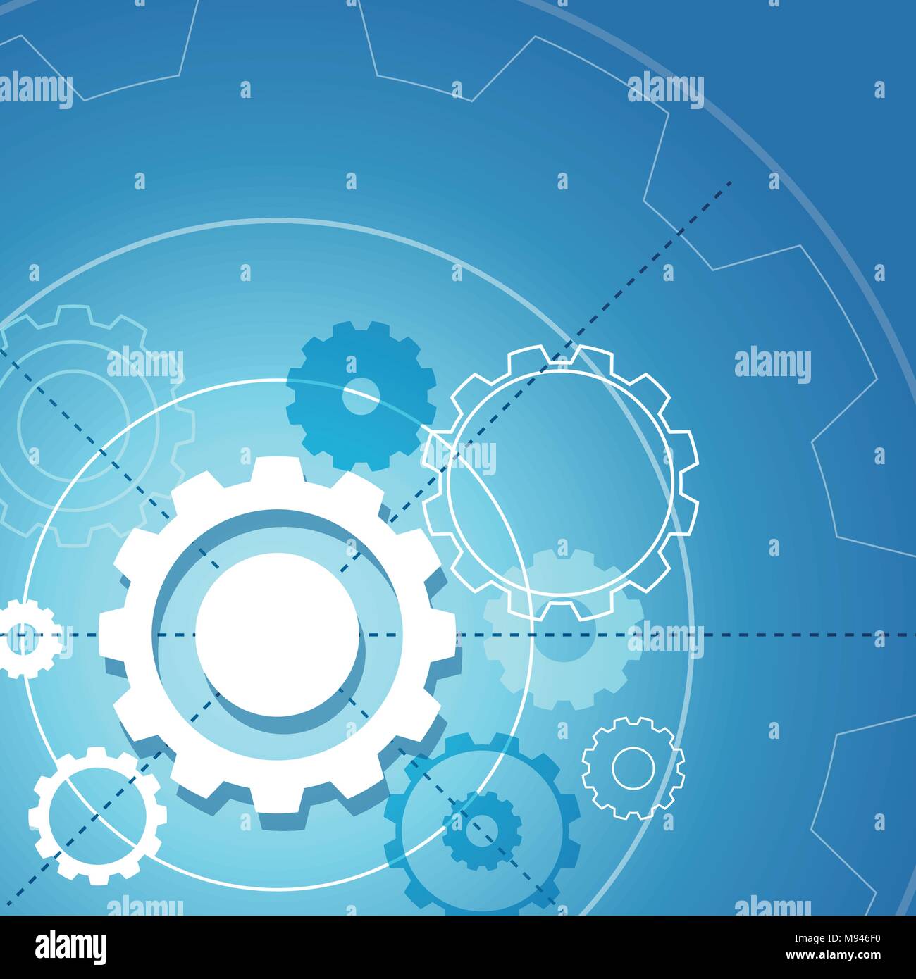 Background template with gears on blue illustration Stock Vector Image ...