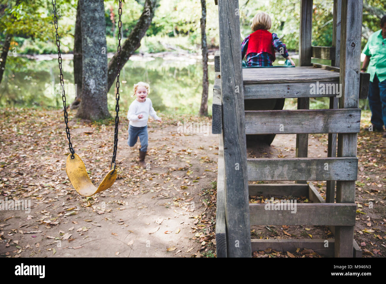 Children in forest playground Stock Photo - Alamy