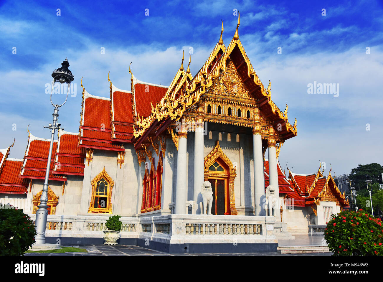 Wat Benchamabophit or the marble temple in Bangkok, Thailand Stock ...