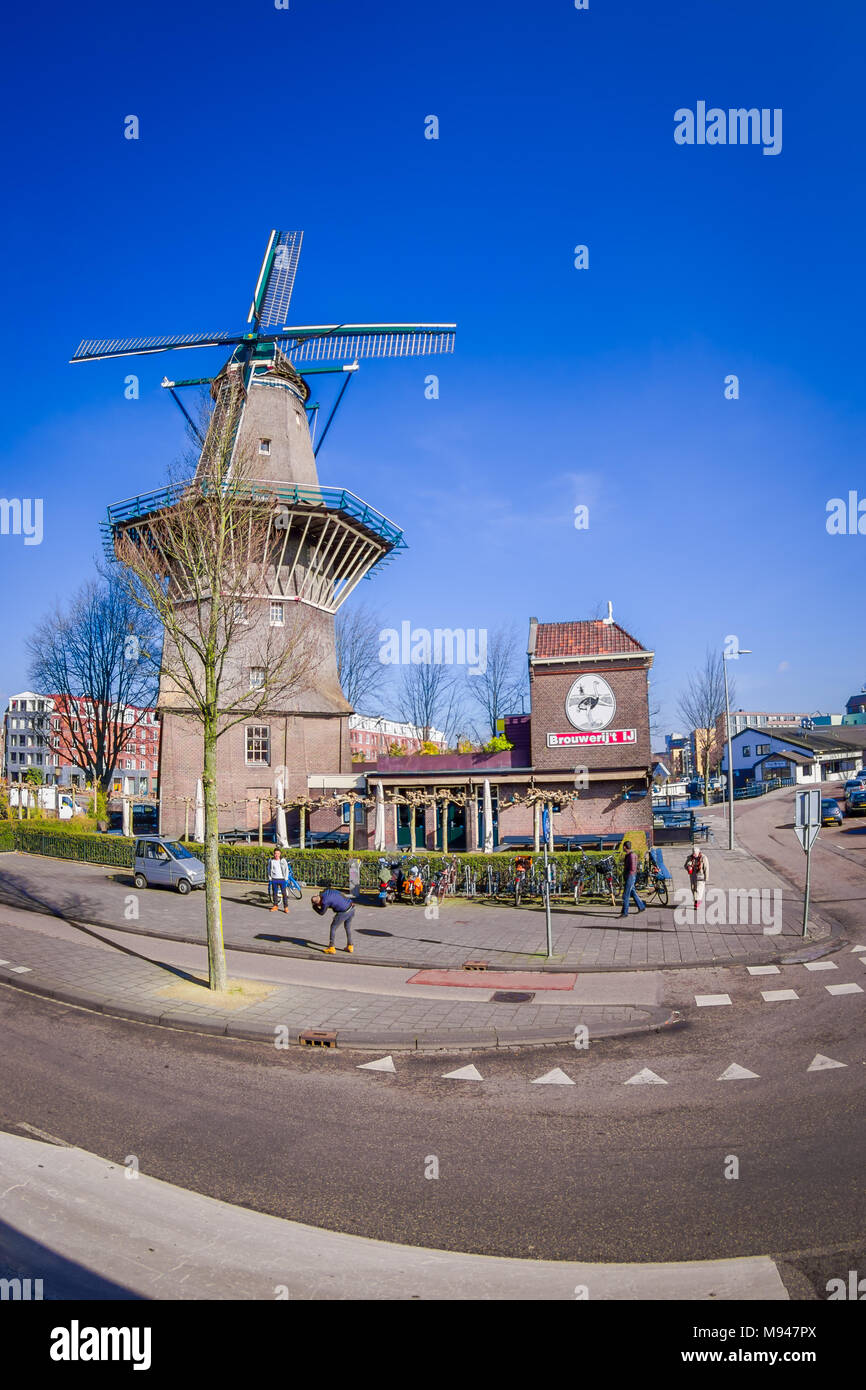 AMSTERDAM, NETHERLANDS, MARCH, 10 2018: Gorgeous outdoor view of De ...