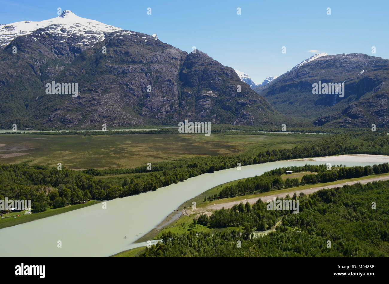 Baker River valley, a glacial river in Southern Chile’s Patagonia Stock ...