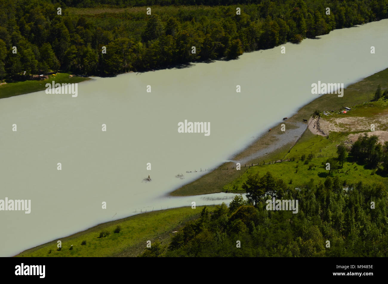 Baker River valley, a glacial river in Southern Chile’s Patagonia Stock ...