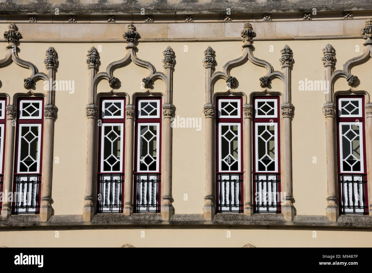 Sintra Town Hall baroque building windows (Sintra Municipality). Neo ...