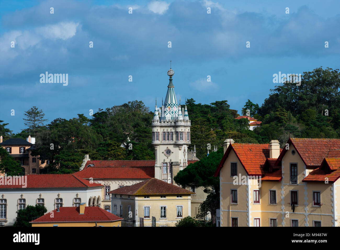 Tower of Sintra Town Hall baroque building (Sintra Municipality Stock ...