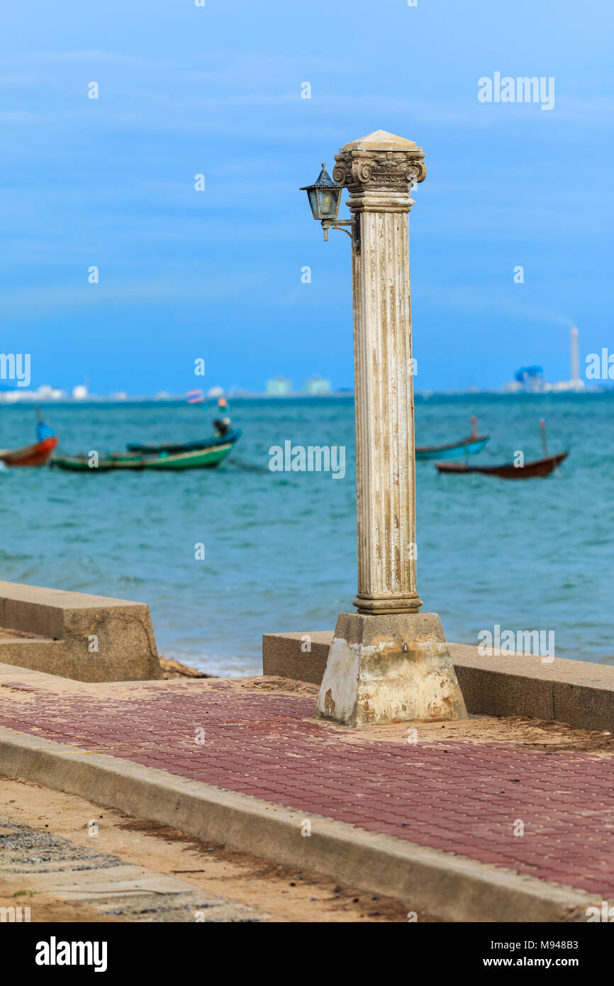 Old lamp post beside the sea Stock Photo - Alamy