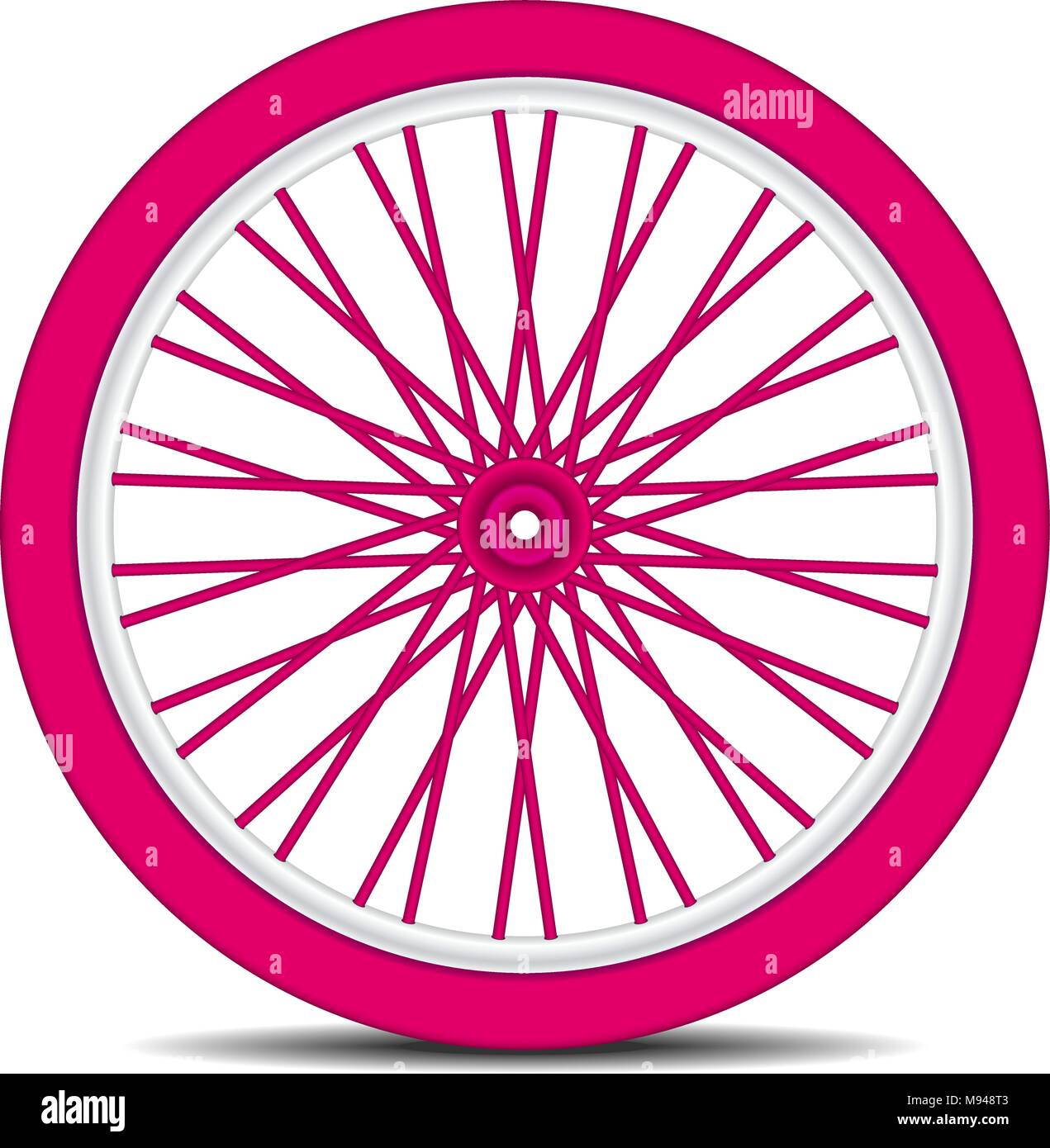Bicycle wheel in pink design with shadow on white background Stock ...