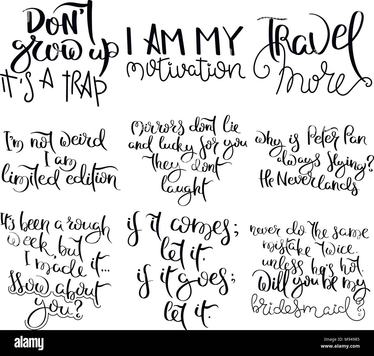 Collection of hand written calligraphy quotes motivation for life and ...