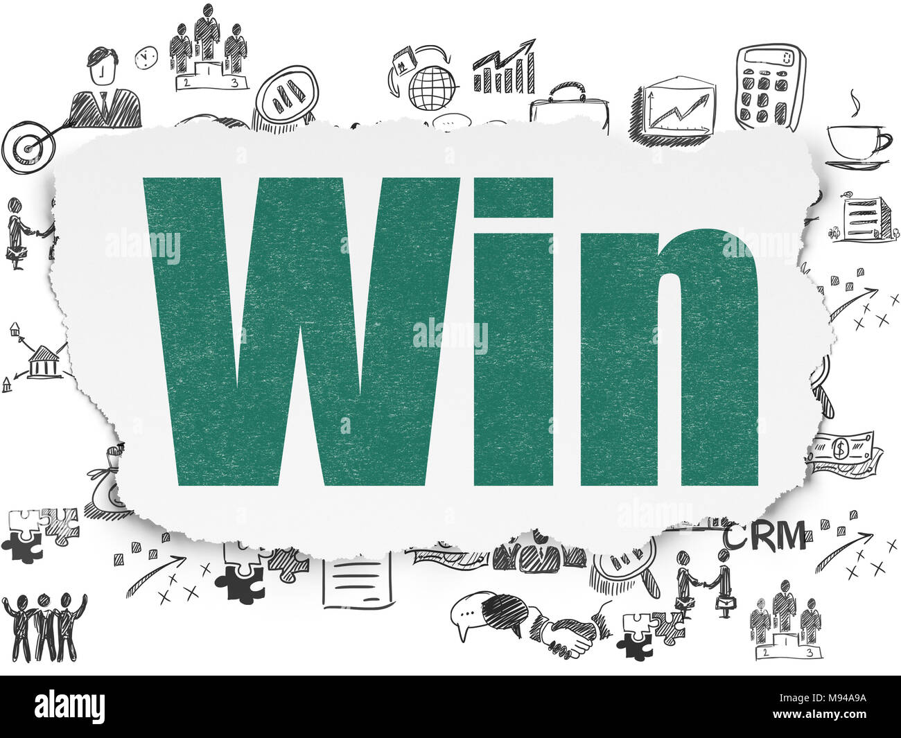Business concept: Win on Torn Paper background Stock Photo - Alamy