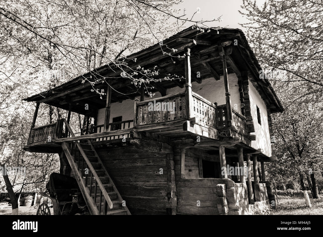 Rustic architecture for a wooden house in the countryside of Romania ...