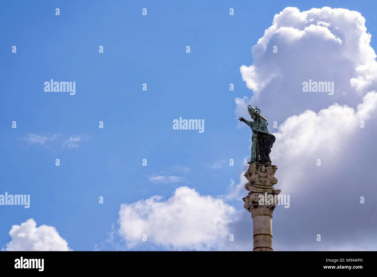 Famous column statue on a sky background in the city of Lecce, Italy ...