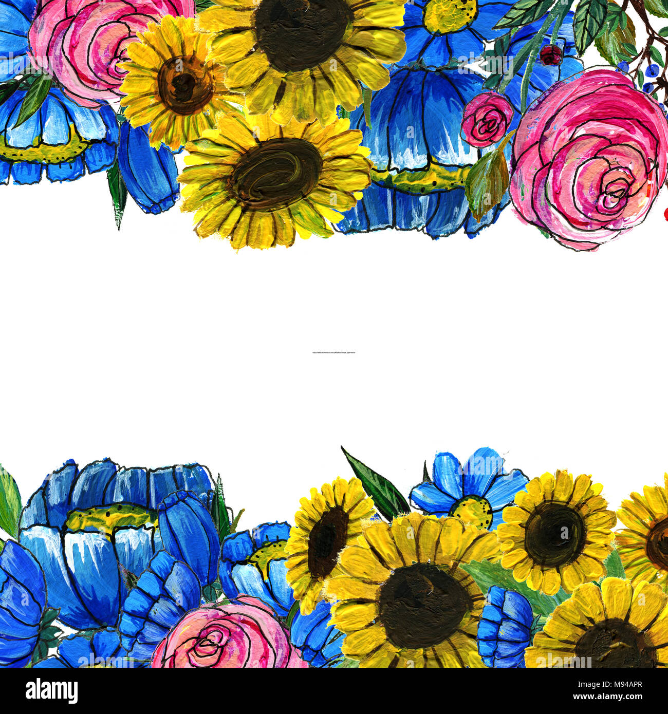 Hand drawn Flower Border Stock Photo - Alamy