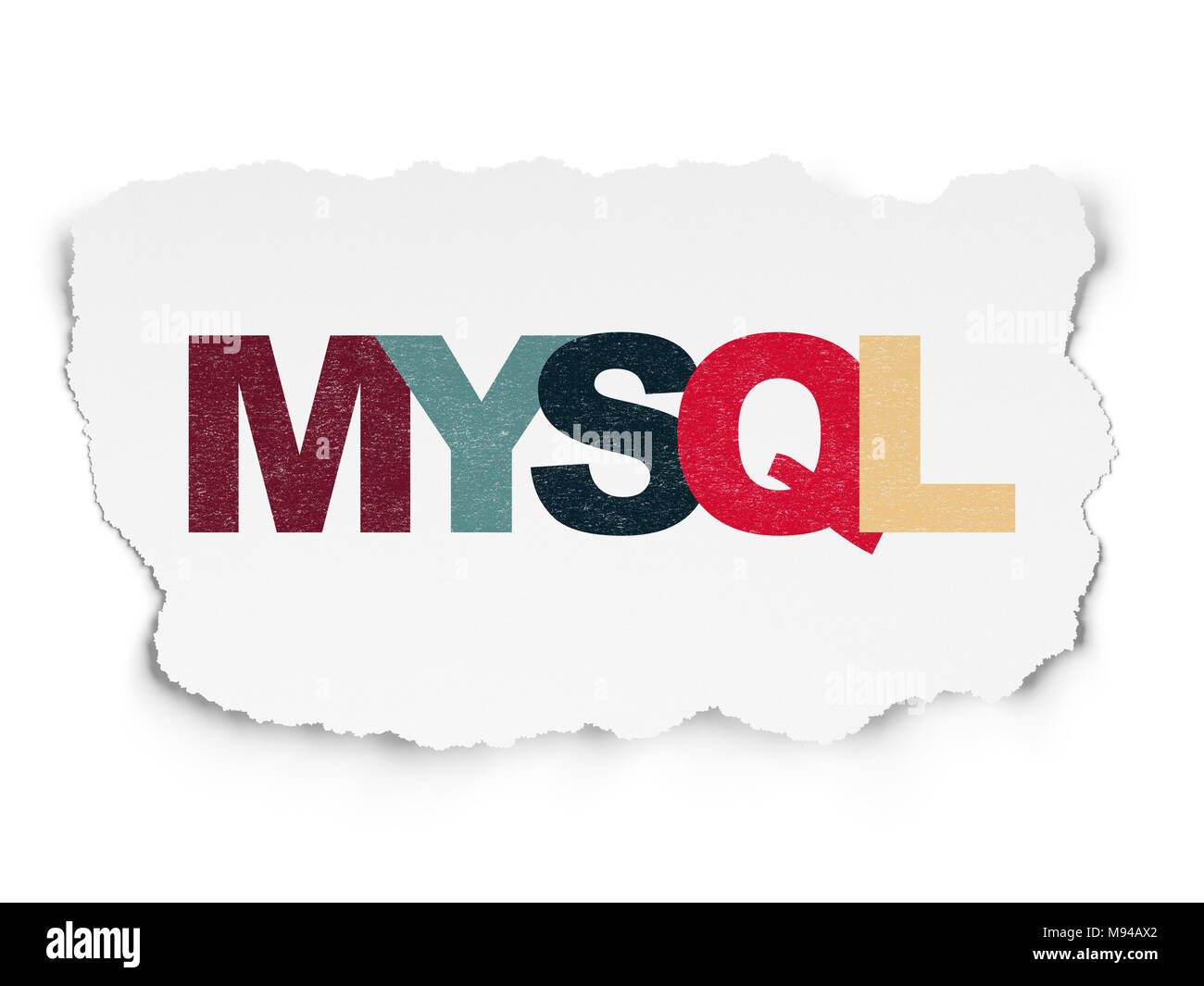 Database concept: MySQL on Torn Paper background Stock Photo - Alamy