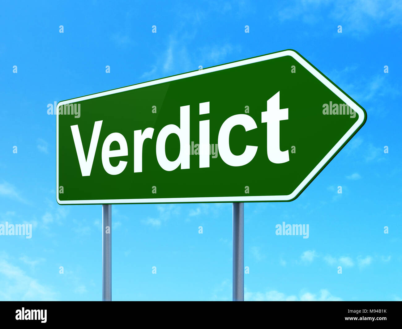 Law concept: Verdict on road sign background Stock Photo - Alamy