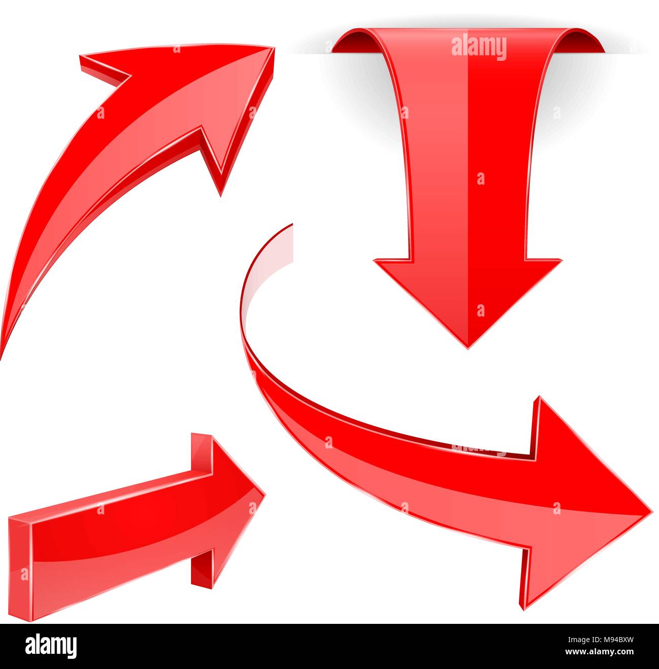 Set of red arrows. 3d shiny icons Stock Vector Image & Art - Alamy