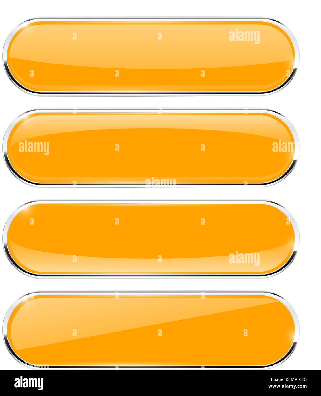 Buttons. Orange oval web icons with chrome frame Stock Vector Image ...