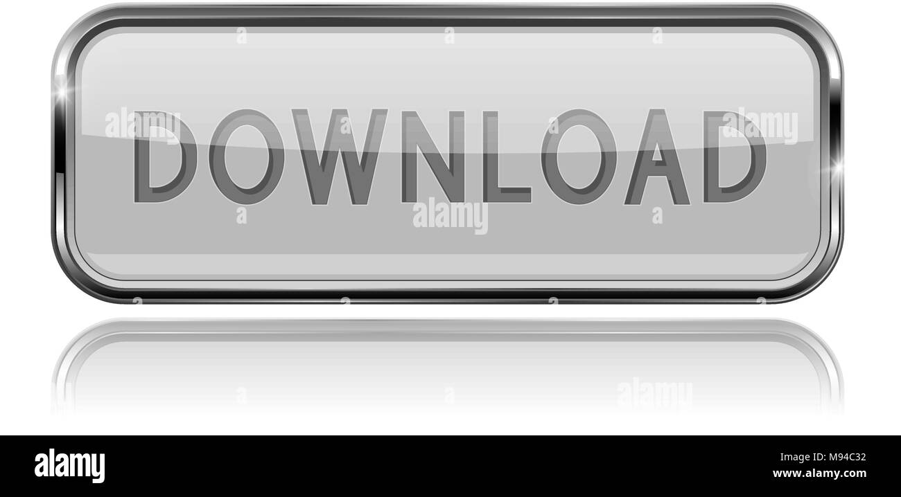 White DOWNLOAD button with bold chrome frame. 3d shiny icon Stock ...