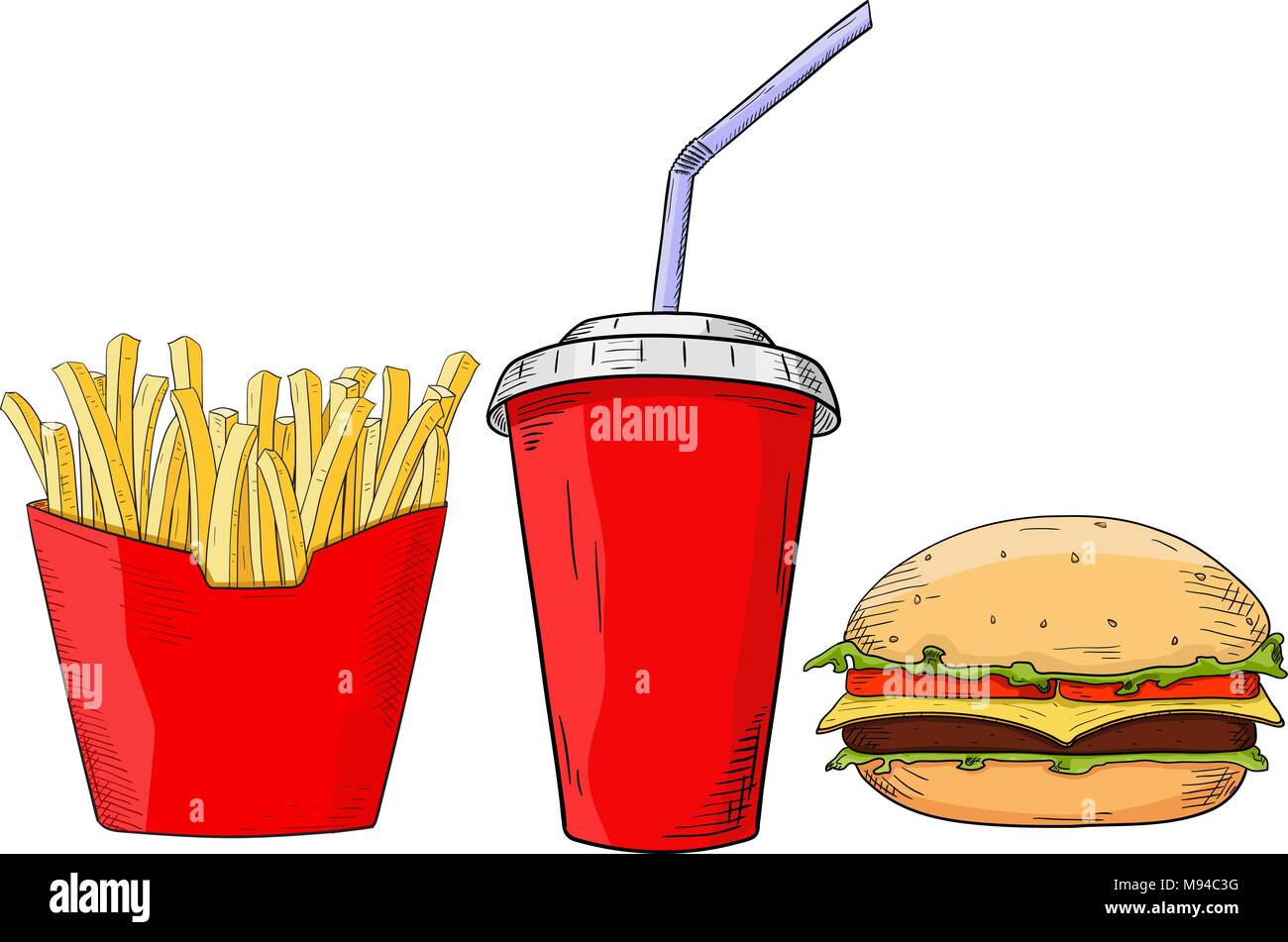 Burger fries drink Stock Vector Images - Alamy