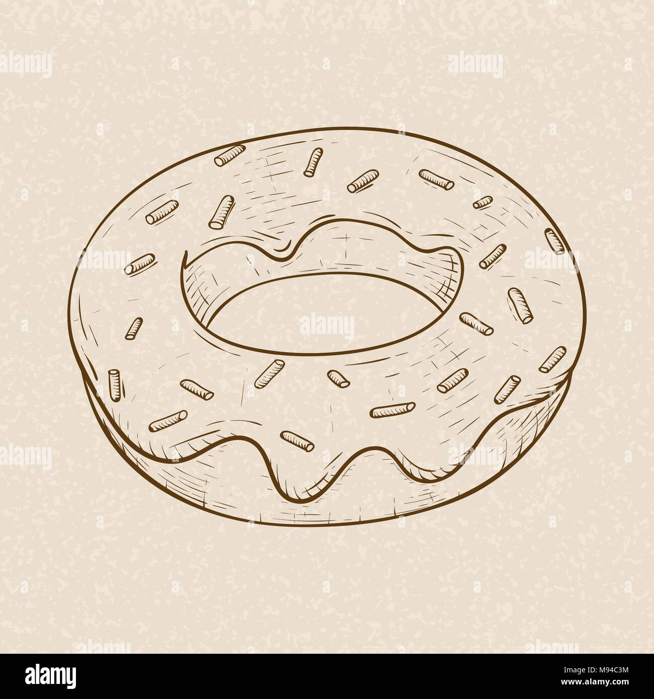 Donut. Hand drawn sketch on beige background Stock Vector Image & Art ...