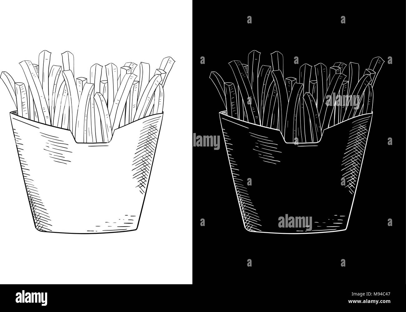 French fries. Hand drawn sketch Stock Vector Image & Art - Alamy