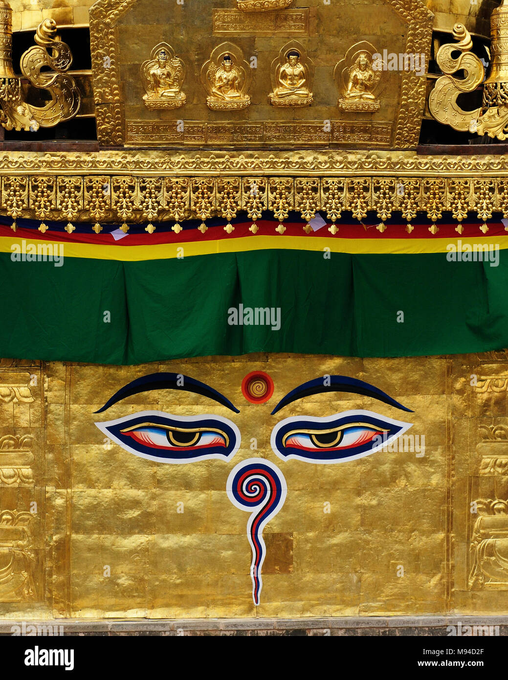 Eyes of the Buddha on the Swayambhunath Stupa in Kathmandu, Nepal Stock ...