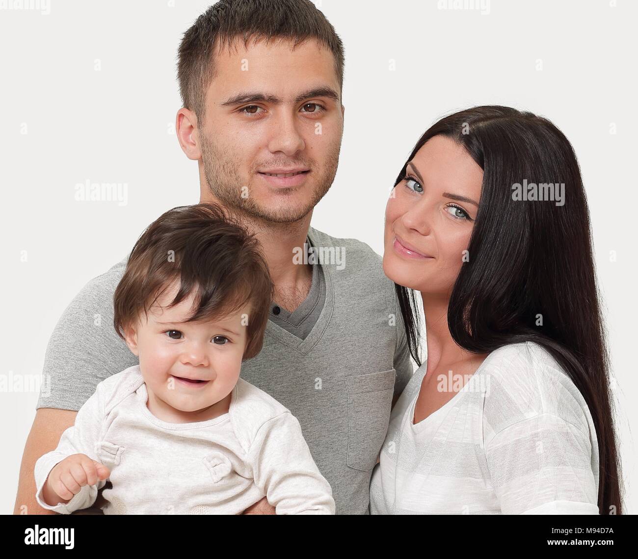 happy smiling family isolated over white Stock Photo - Alamy