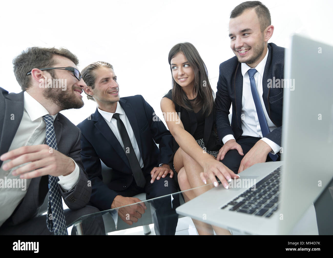 closeup.business team working on laptop Stock Photo - Alamy