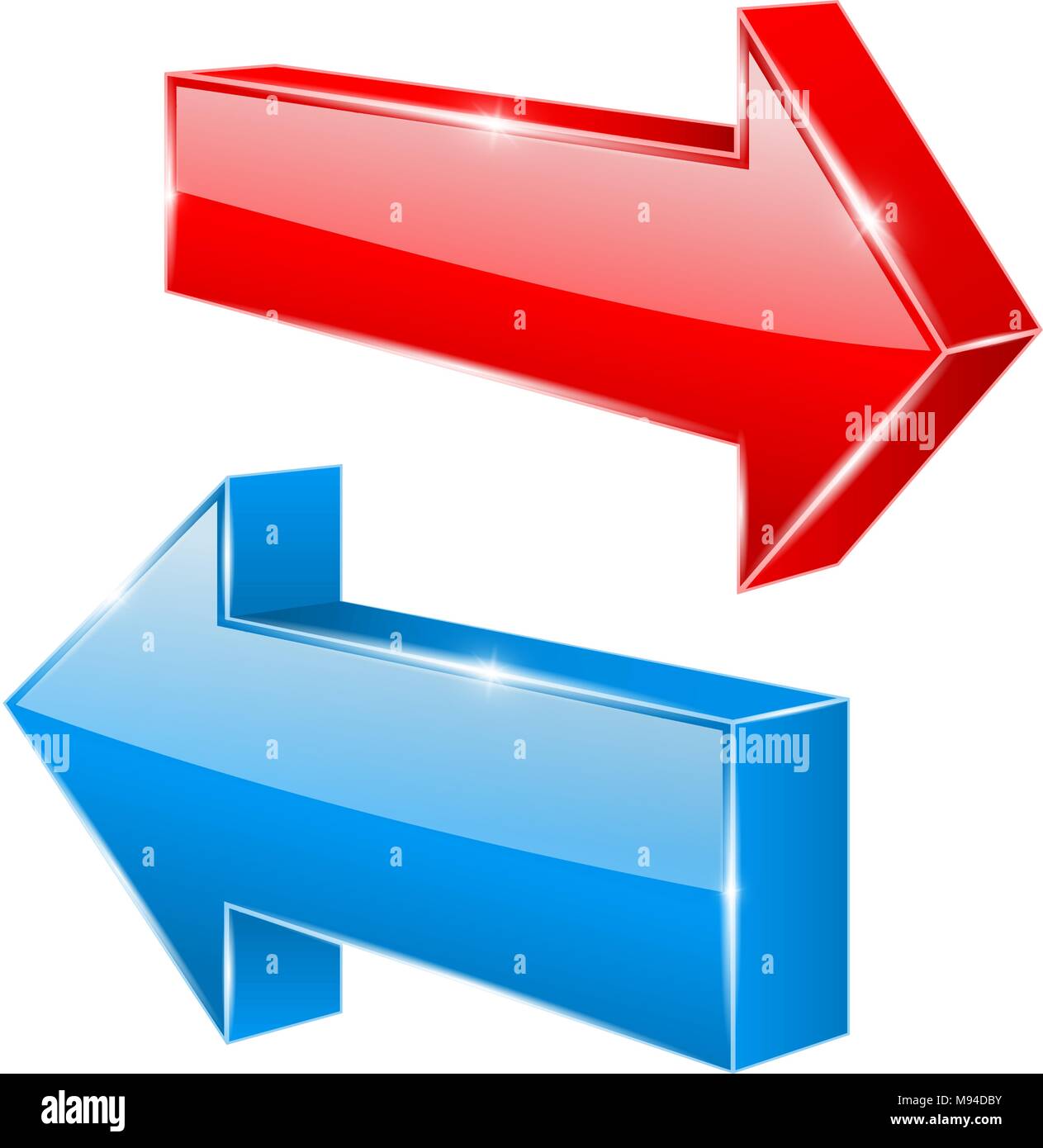 Red and blue straight 3d arrows Stock Vector Image & Art - Alamy