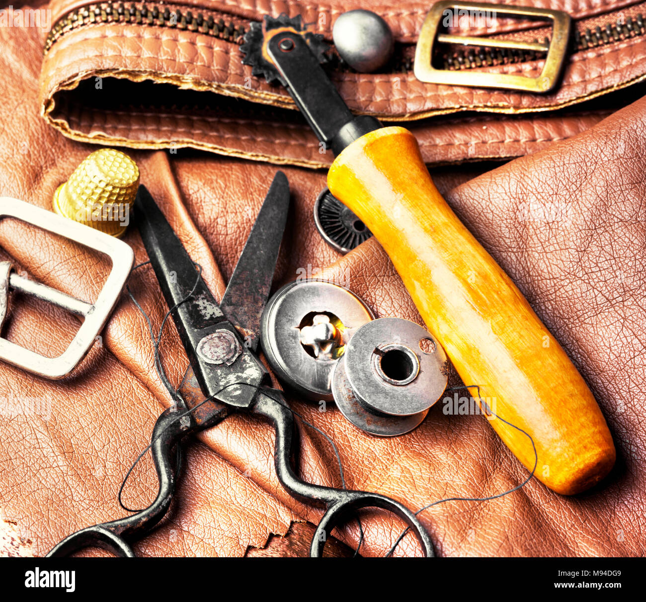 Leather maker tools hi-res stock photography and images - Alamy
