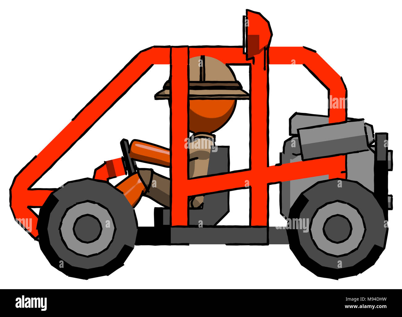 Orange explorer ranger man riding sports buggy side view Stock Photo ...