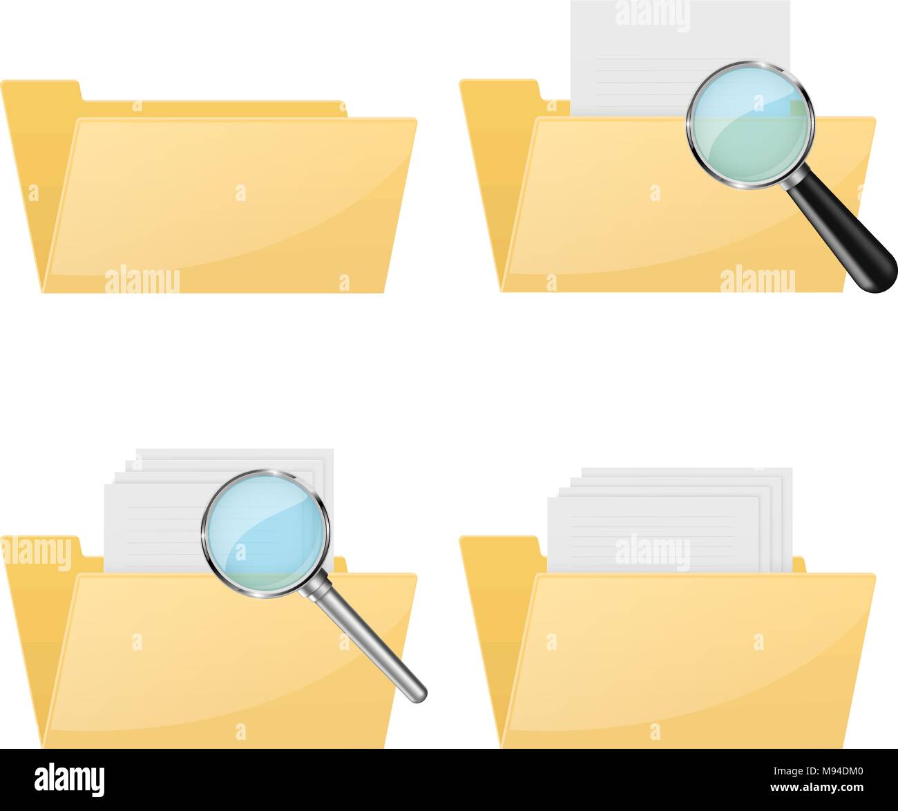 Folder icons. Empty and full. With magnifying glass Stock Vector Image ...